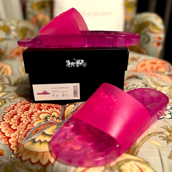 Coach | Shoes | Coach Ulysses Rubber Slides Bold Pink Size 9 | Poshmark